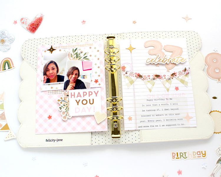 "Celebrate" Note to Self Binder Spread | Desiree Lamar – Felicity Jane